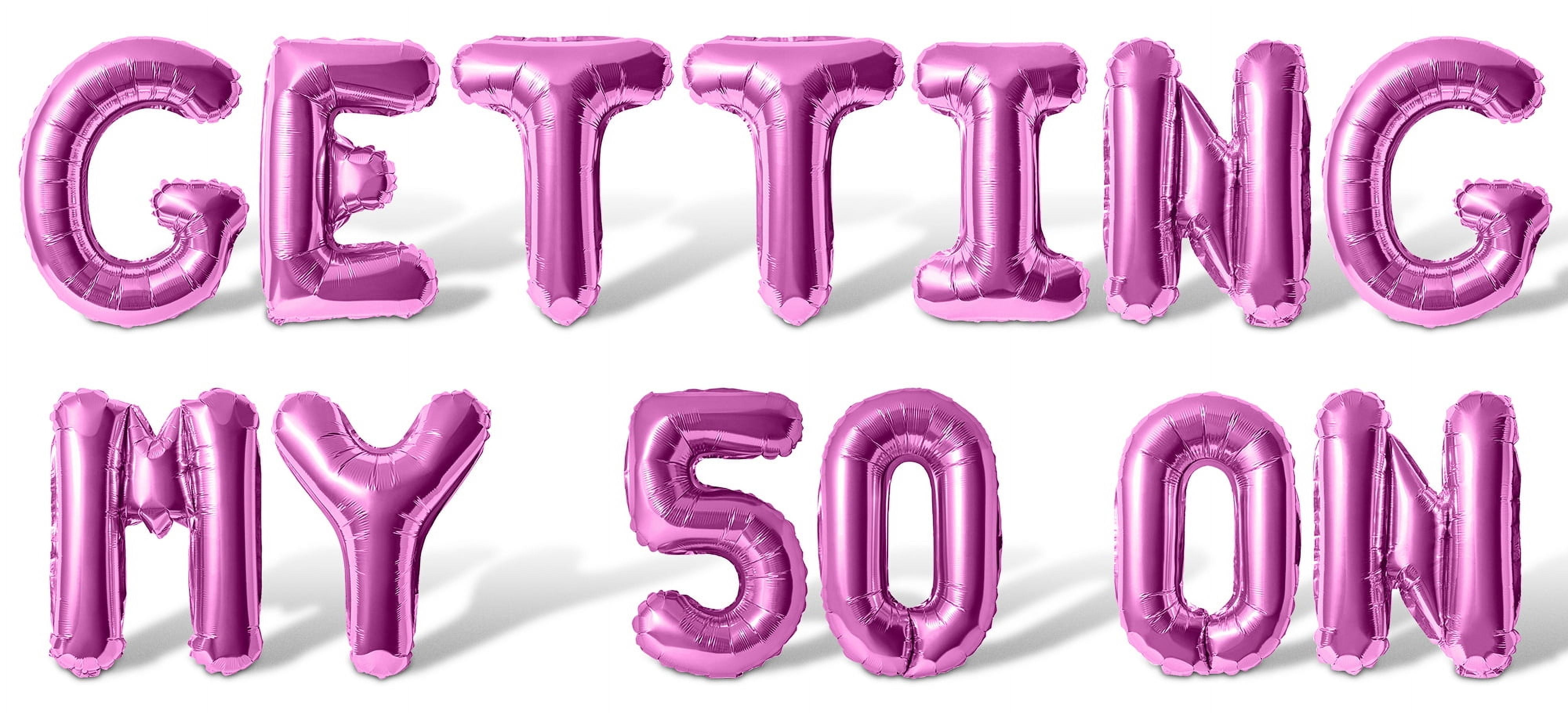 Letter Balloons - GETTING MY 50 ON 16" Inch Alphabet Letters Foil Mylar ...