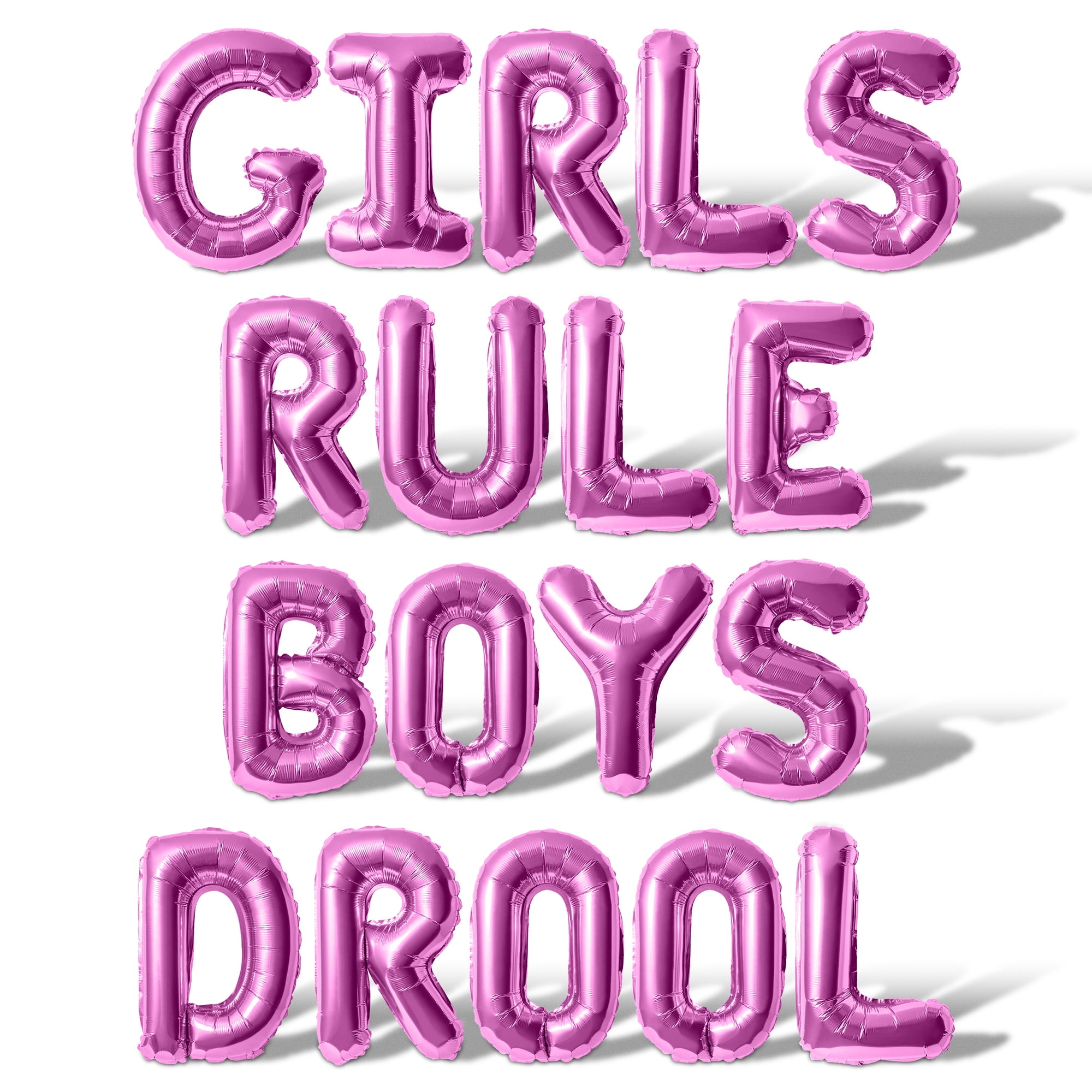 Letter Balloons - GIRLS RULE BOYS DROOL 16" Inch Alphabet Letters Foil ...