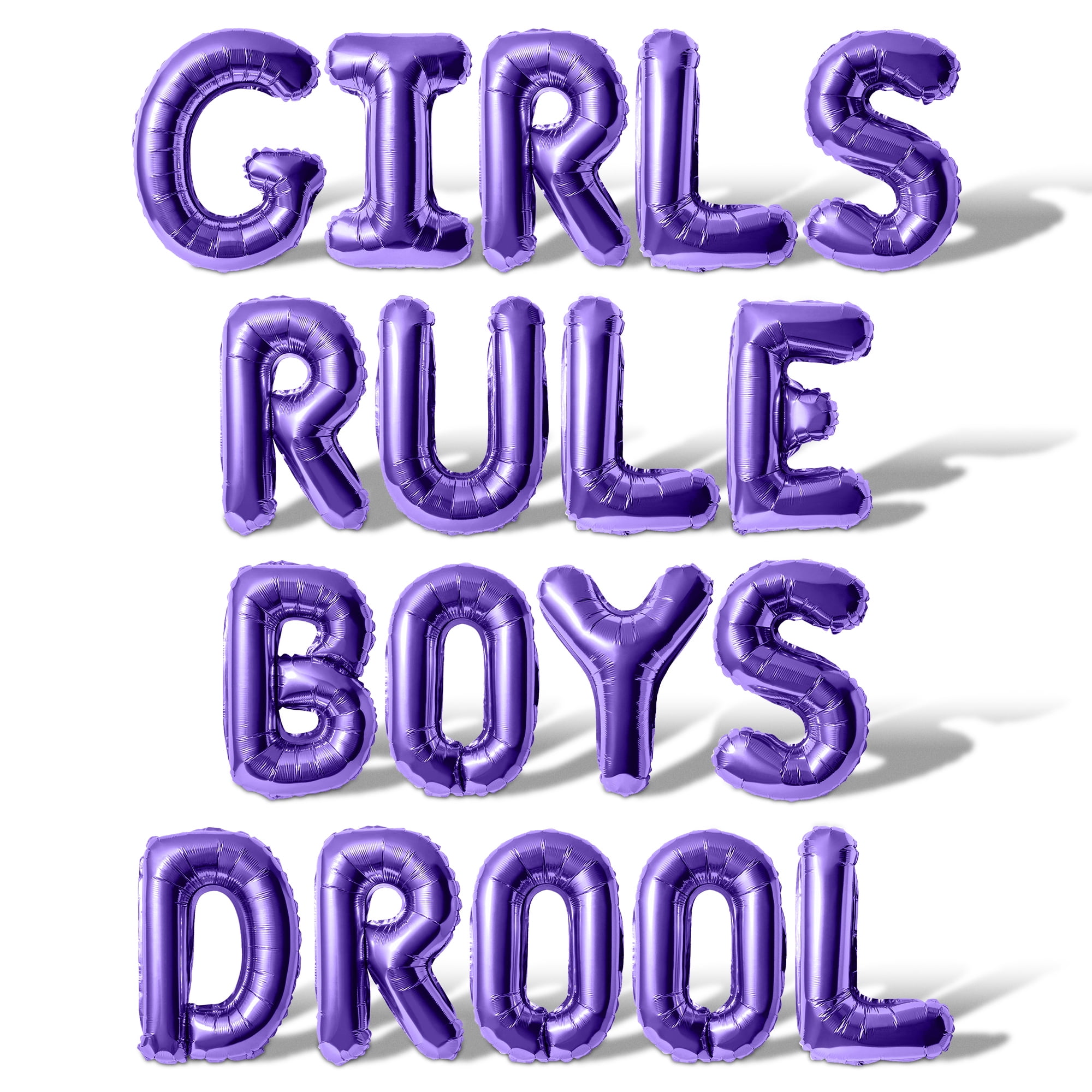 Letter Balloons - GIRLS RULE BOYS DROOL 16" Inch Alphabet Letters Foil ...