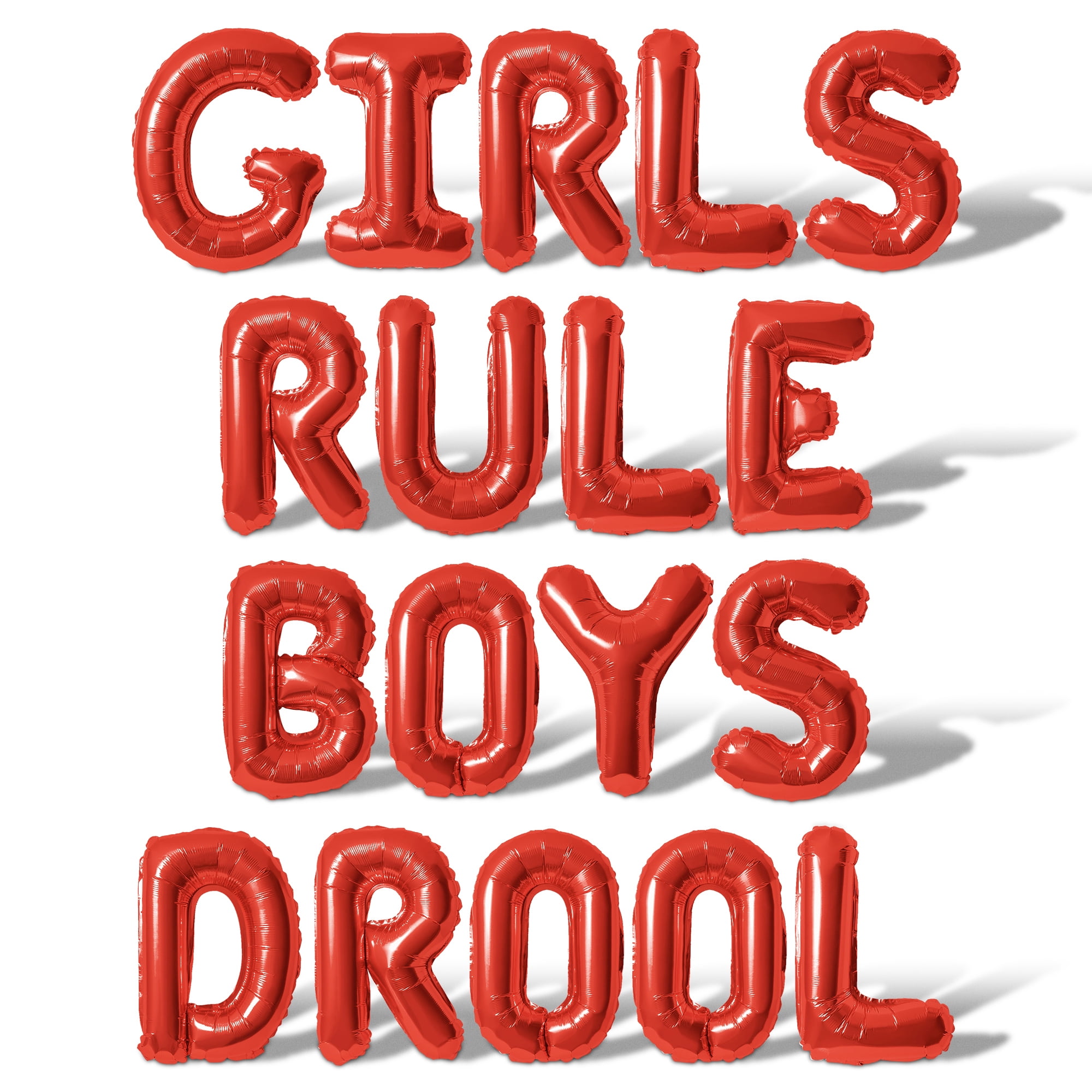 Letter Balloons - GIRLS RULE BOYS DROOL 16" Inch Alphabet Letters Foil ...