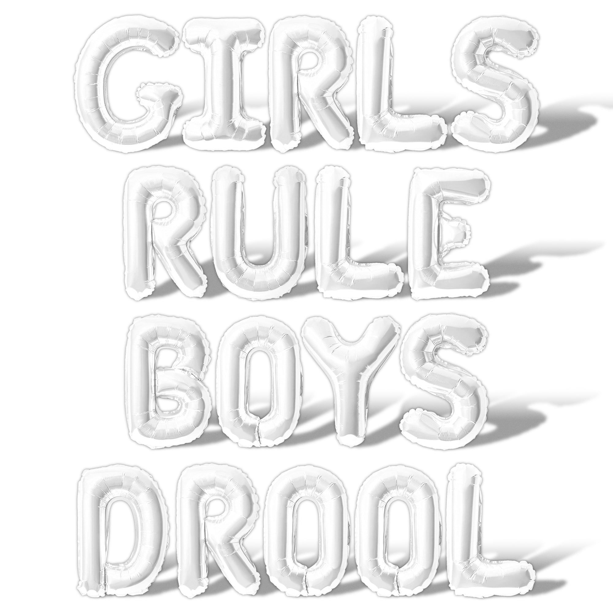 Letter Balloons - GIRLS RULE BOYS DROOL 16" Inch Alphabet Letters Foil ...
