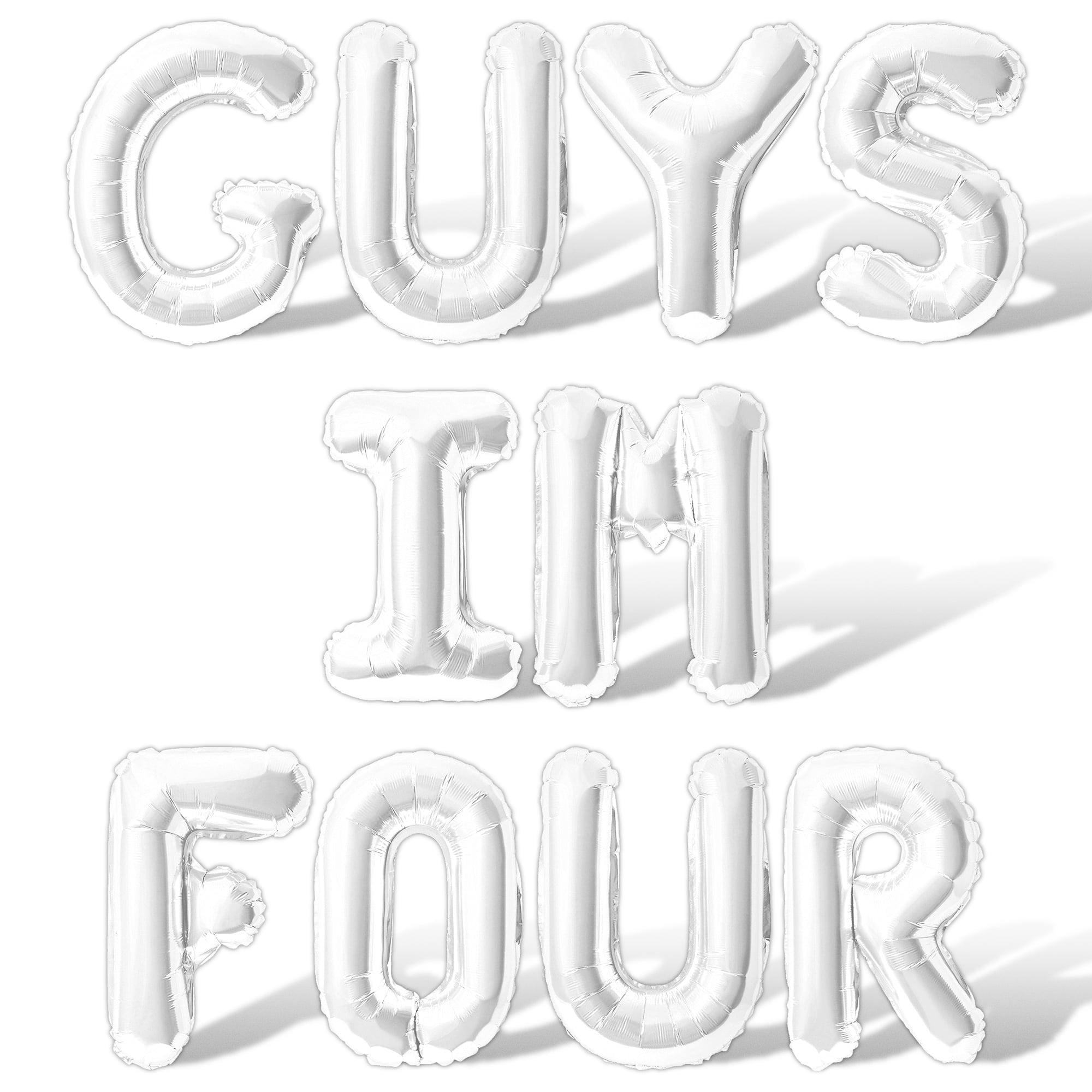 Letter Balloons - GUYS IM FOUR 16" Inch Alphabet Letters Foil Mylar ...