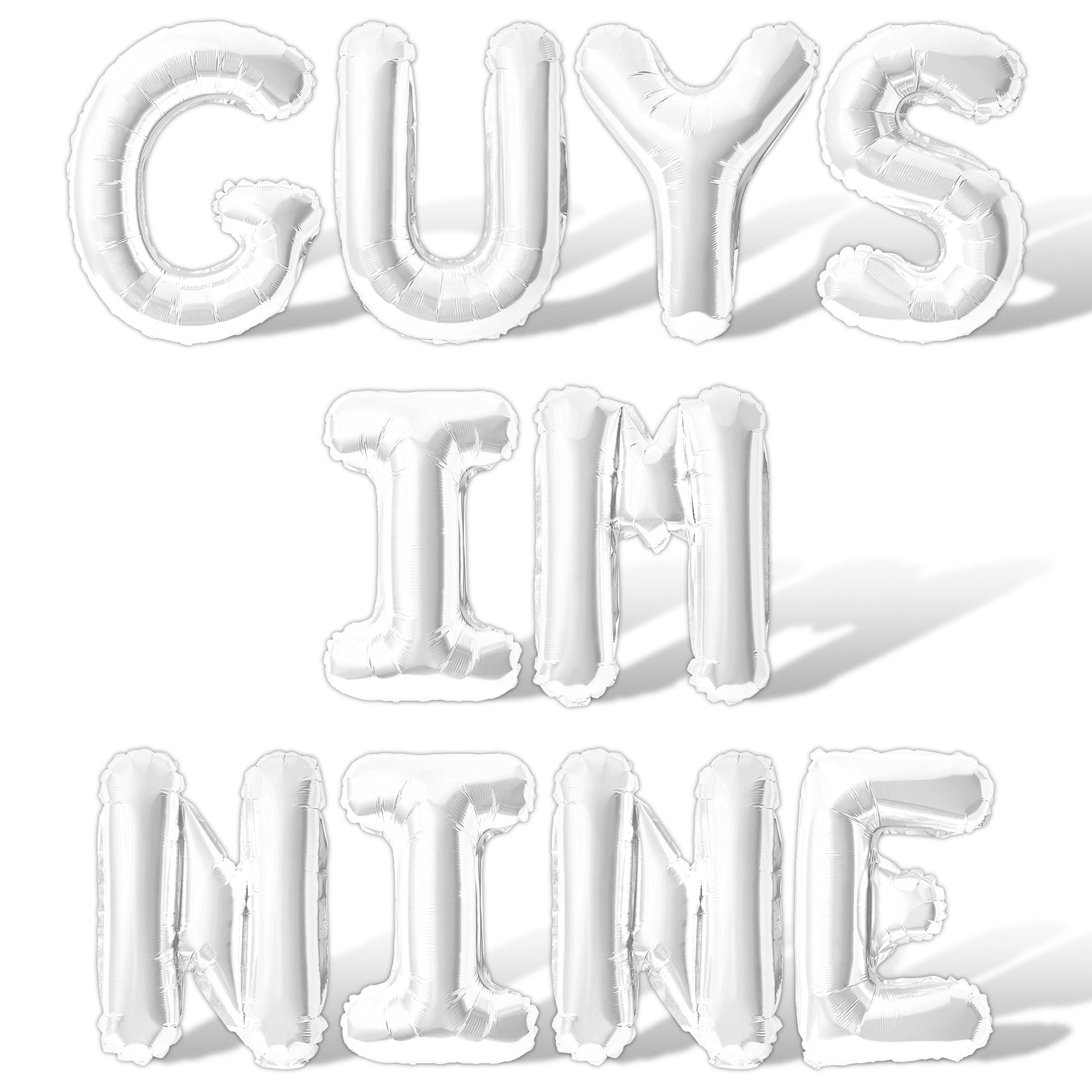 Letter Balloons - GUYS IM NINE 16" Inch Alphabet Letters Foil Mylar ...