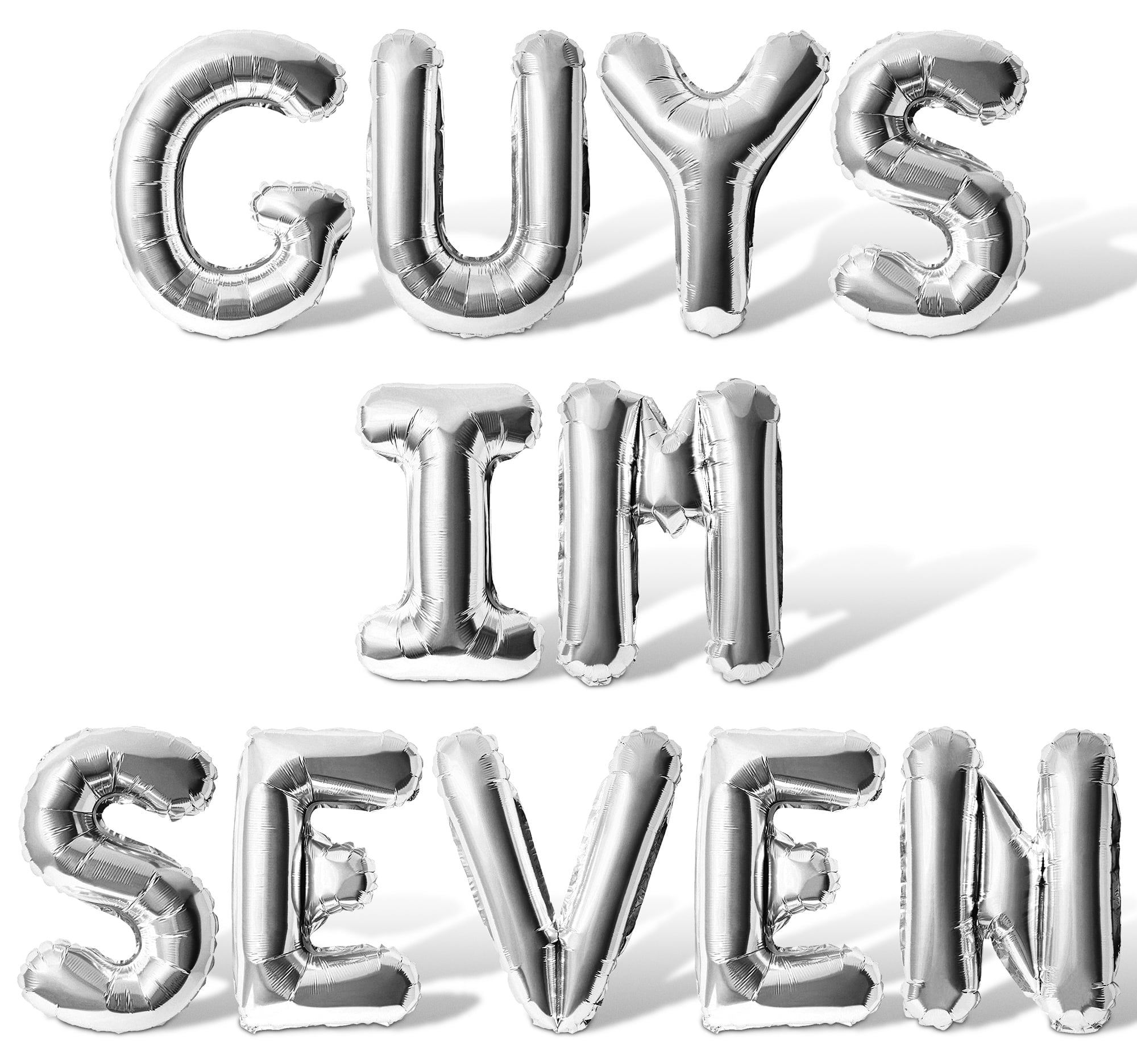 Letter Balloons - GUYS IM SEVEN 16" Inch Alphabet Letters Foil Mylar ...