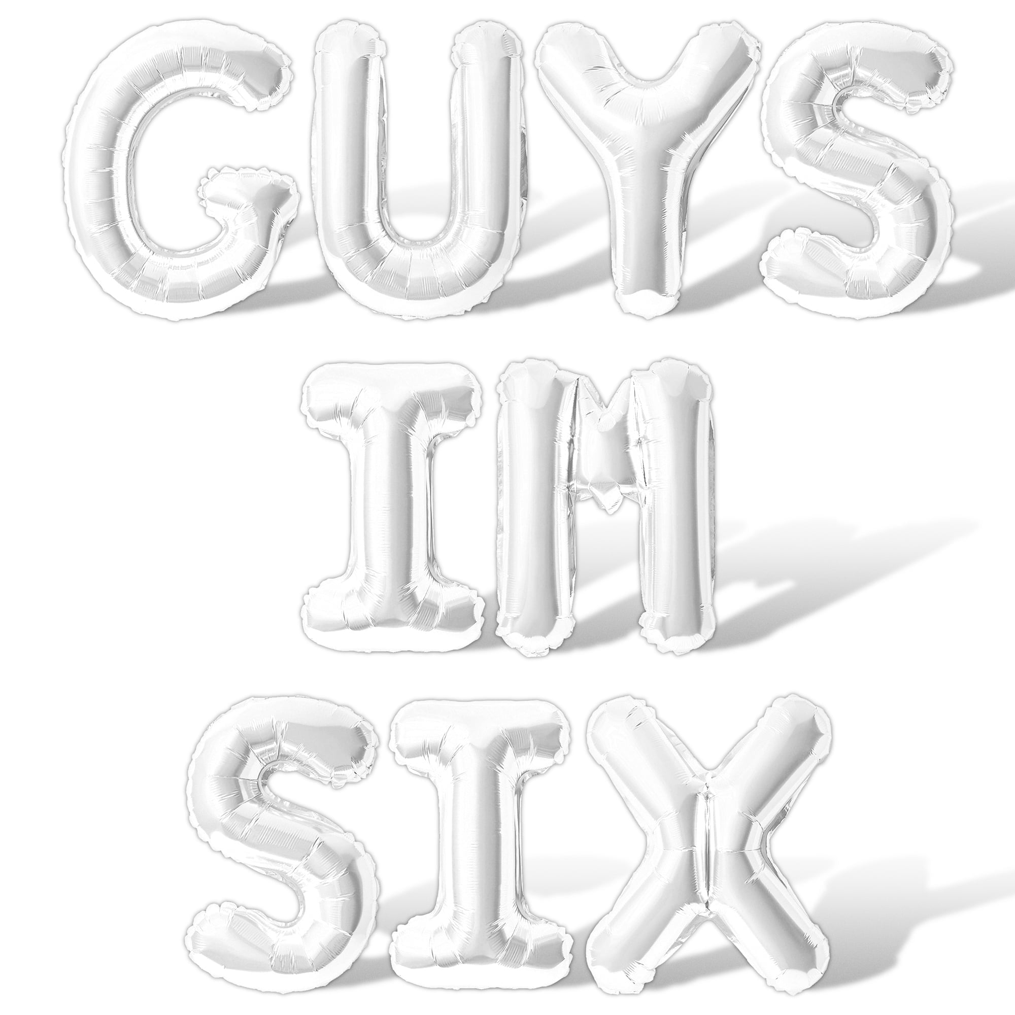 Letter Balloons - GUYS IM SIX 16" Inch Alphabet Letters Foil Mylar ...
