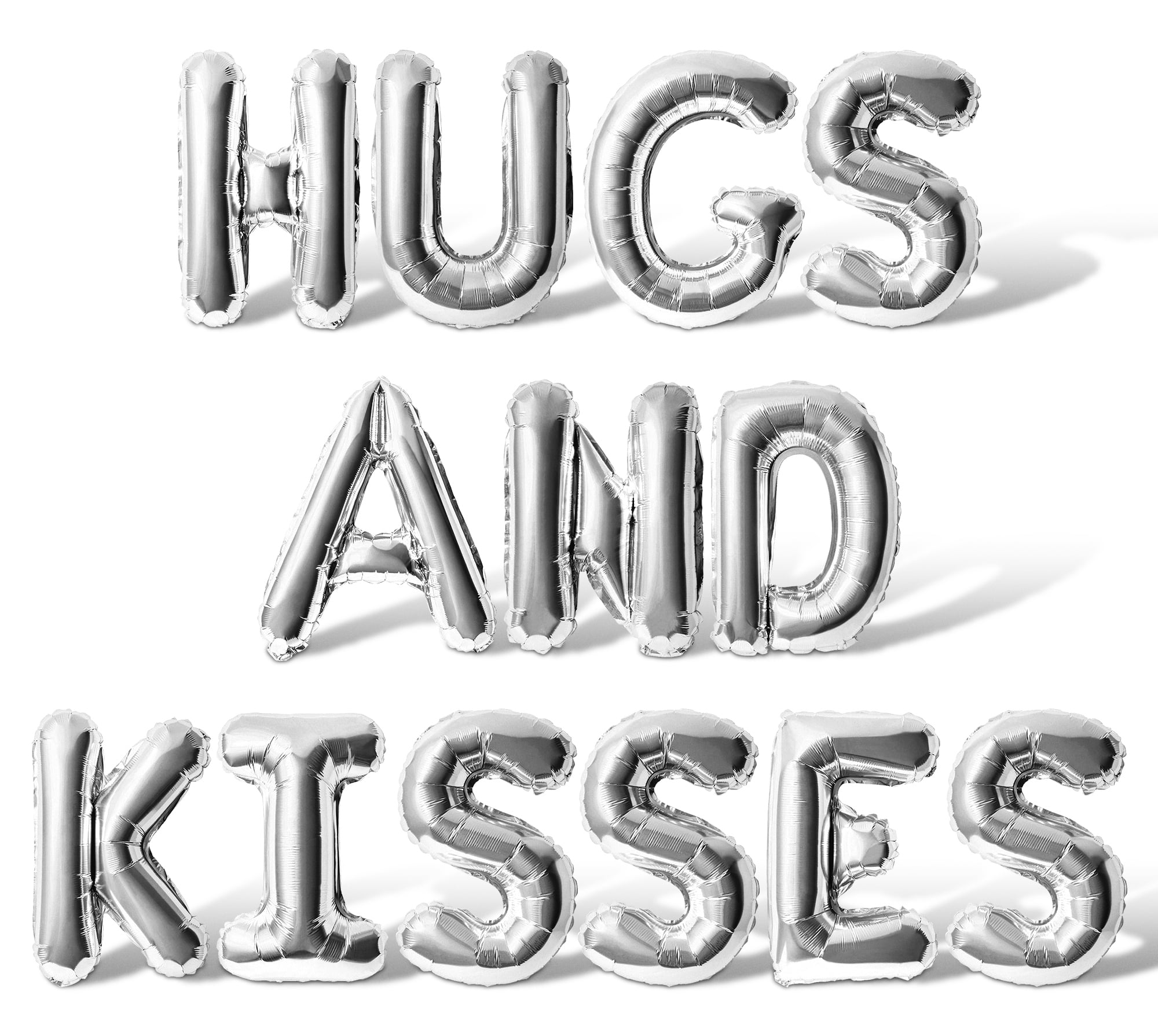 Letter Balloons - HUGS AND KISSES 16" Inch Alphabet Letters Foil Mylar ...