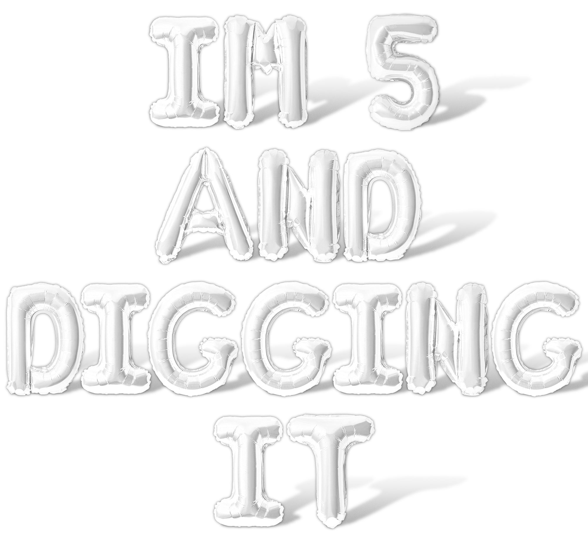 Letter Balloons - IM 5 AND DIGGING IT 16" Inch Alphabet Letters Foil ...