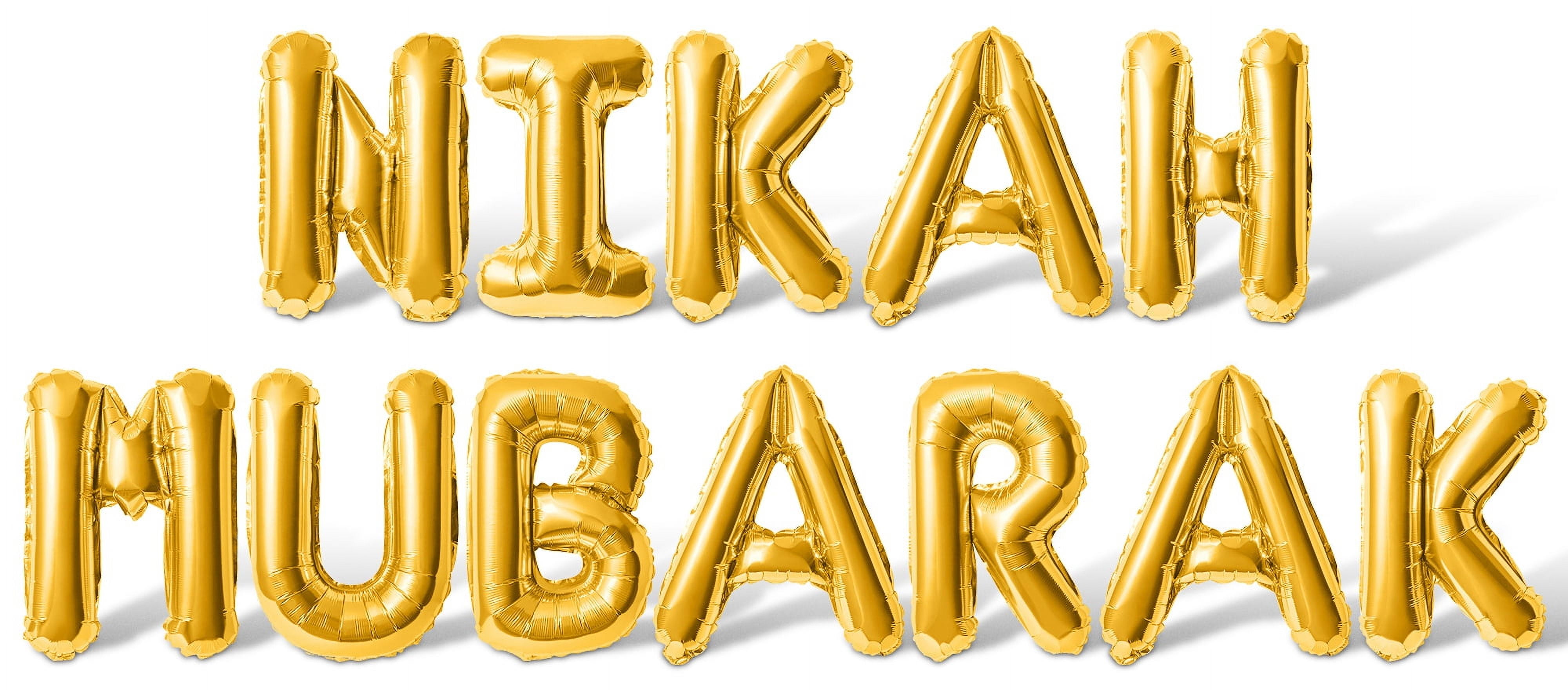 Letter Balloons - NIKAH MUBARAK 16" Inch Alphabet Letters Foil Mylar ...