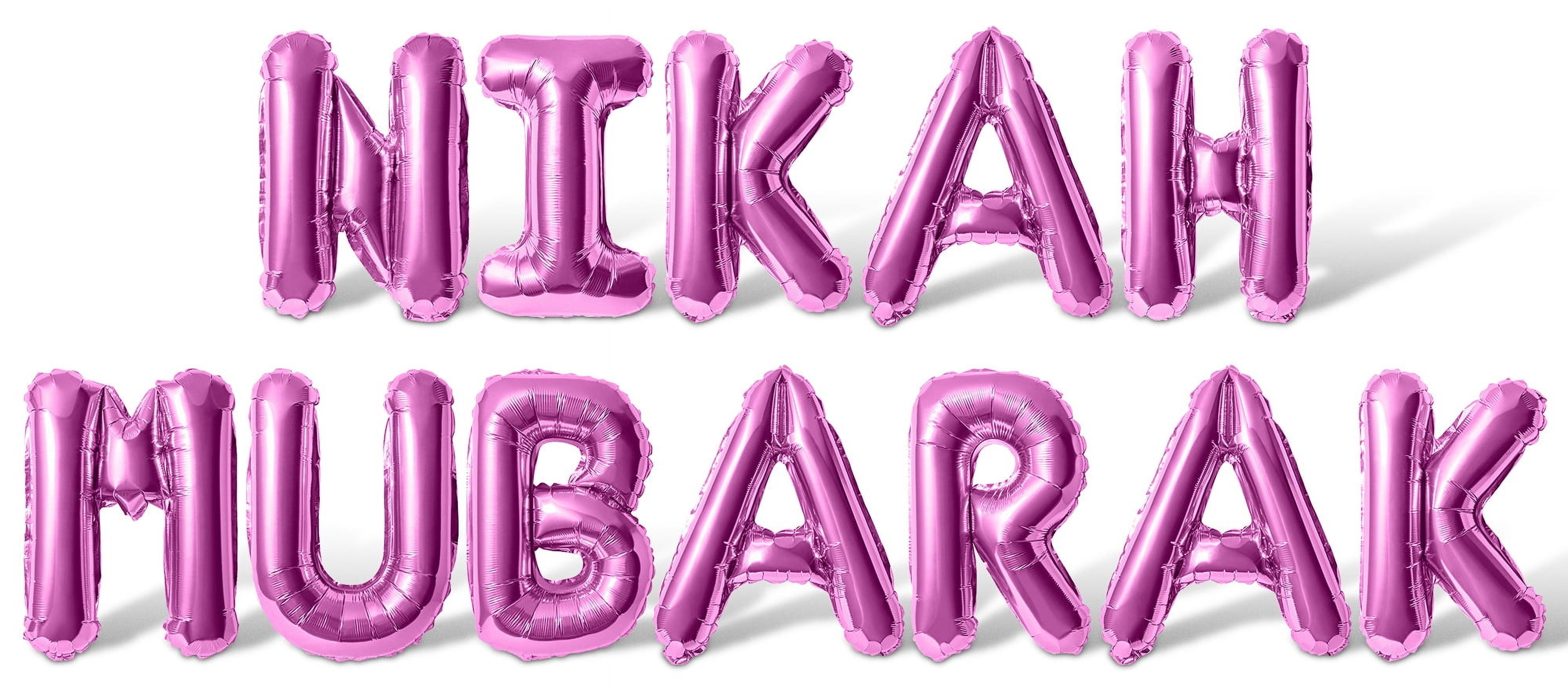 Letter Balloons - NIKAH MUBARAK 16" Inch Alphabet Letters Foil Mylar ...