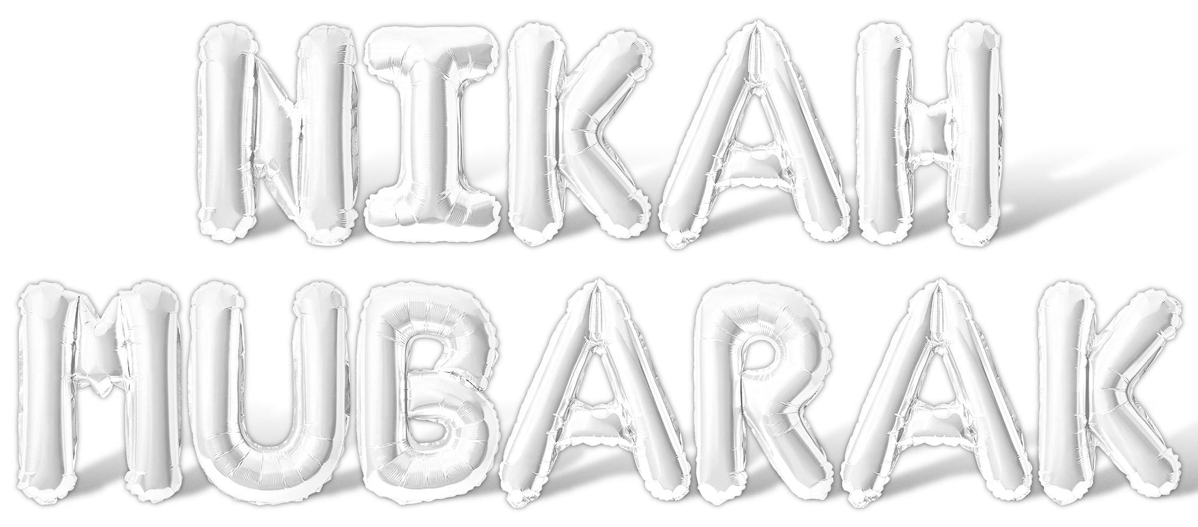 Letter Balloons - NIKAH MUBARAK 16" Inch Alphabet Letters Foil Mylar ...