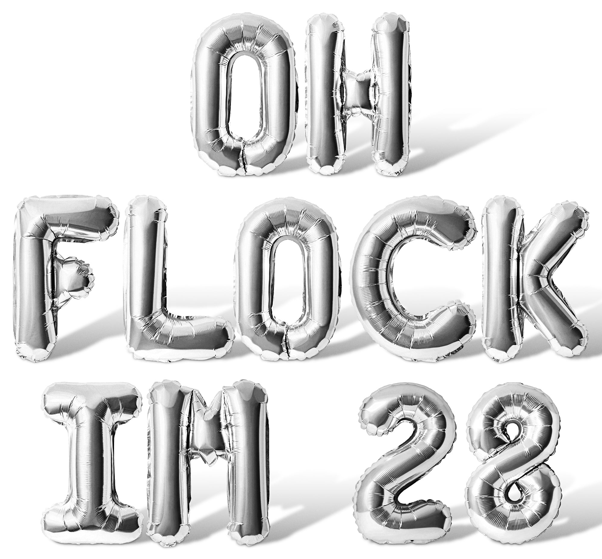 Letter Balloons - OH FLOCK IM 28 16" Inch Alphabet Letters Foil Mylar ...