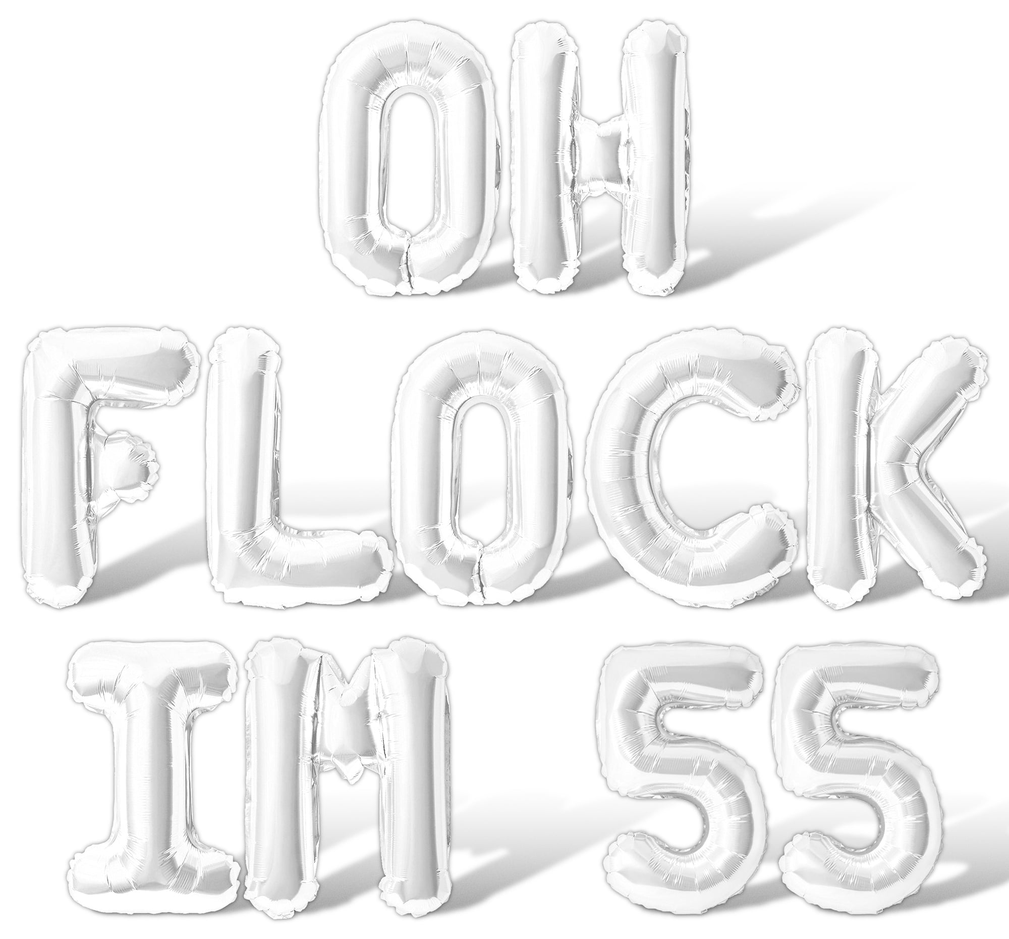 Letter Balloons - OH FLOCK IM 55 16" Inch Alphabet Letters Foil Mylar ...