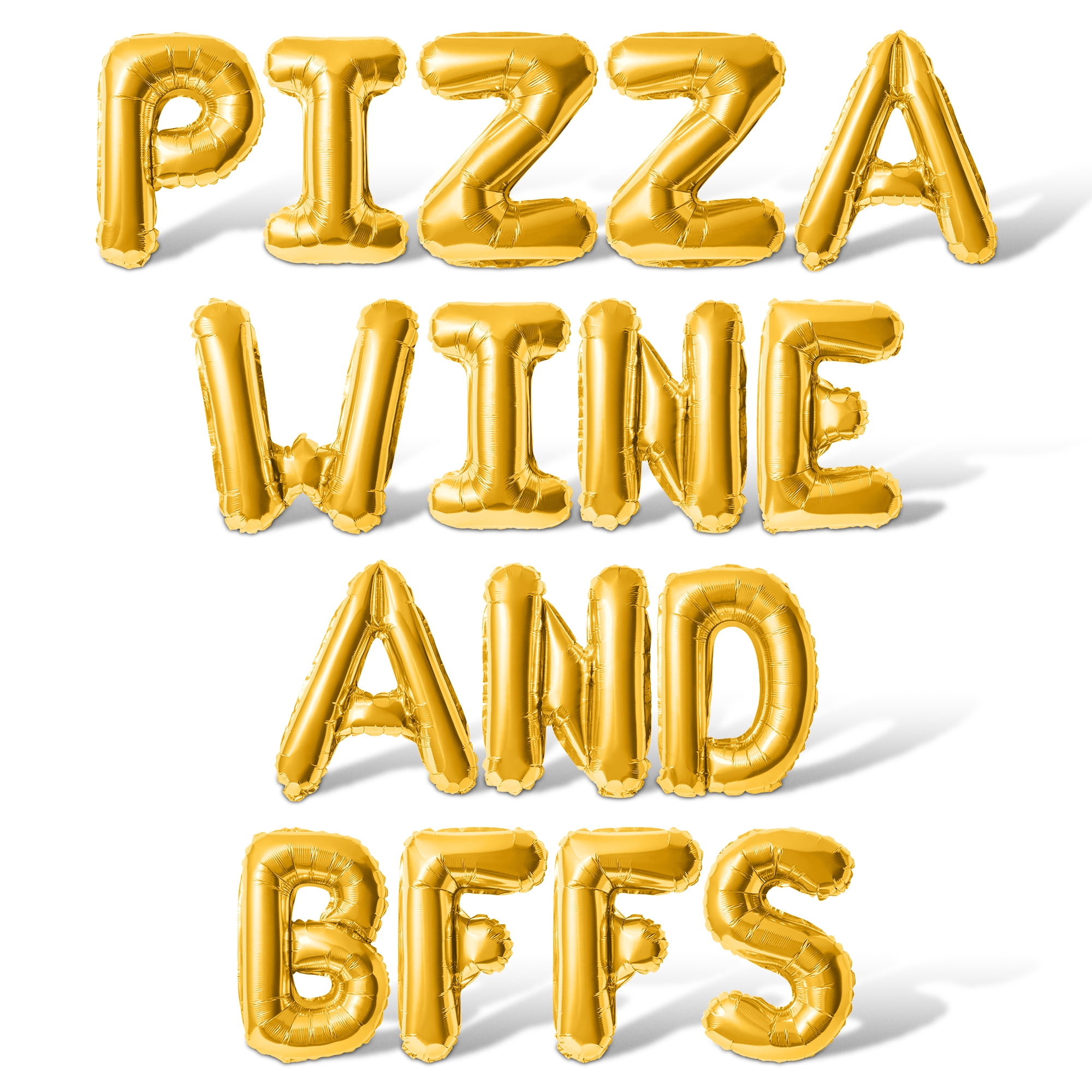 Letter Balloons - PIZZA WINE AND BFFS 16" Inch Alphabet Letters Foil ...