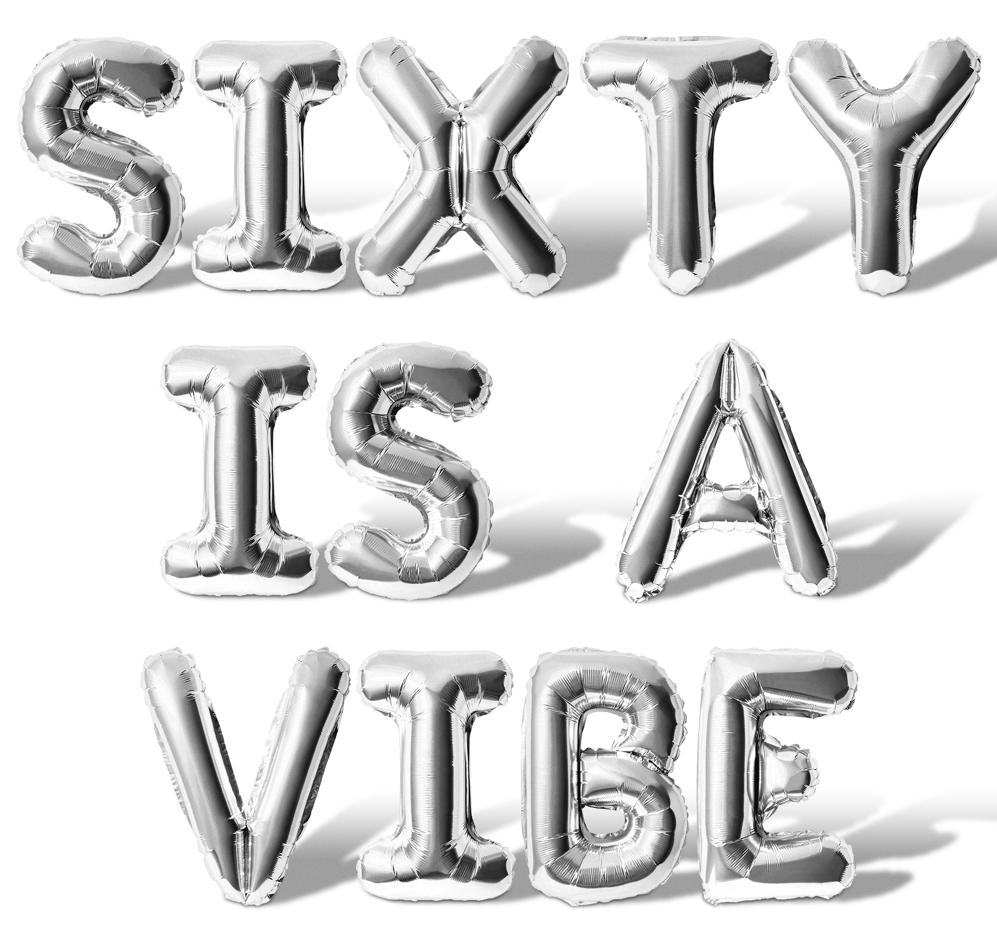 Letter Balloons - SIXTY IS A VIBE 16" Inch Alphabet Letters Foil Mylar ...