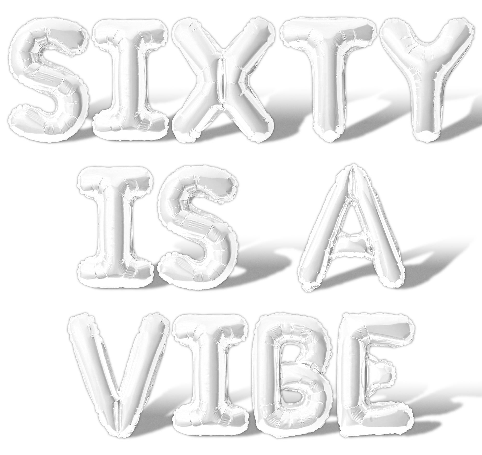 Letter Balloons - SIXTY IS A VIBE 16" Inch Alphabet Letters Foil Mylar ...