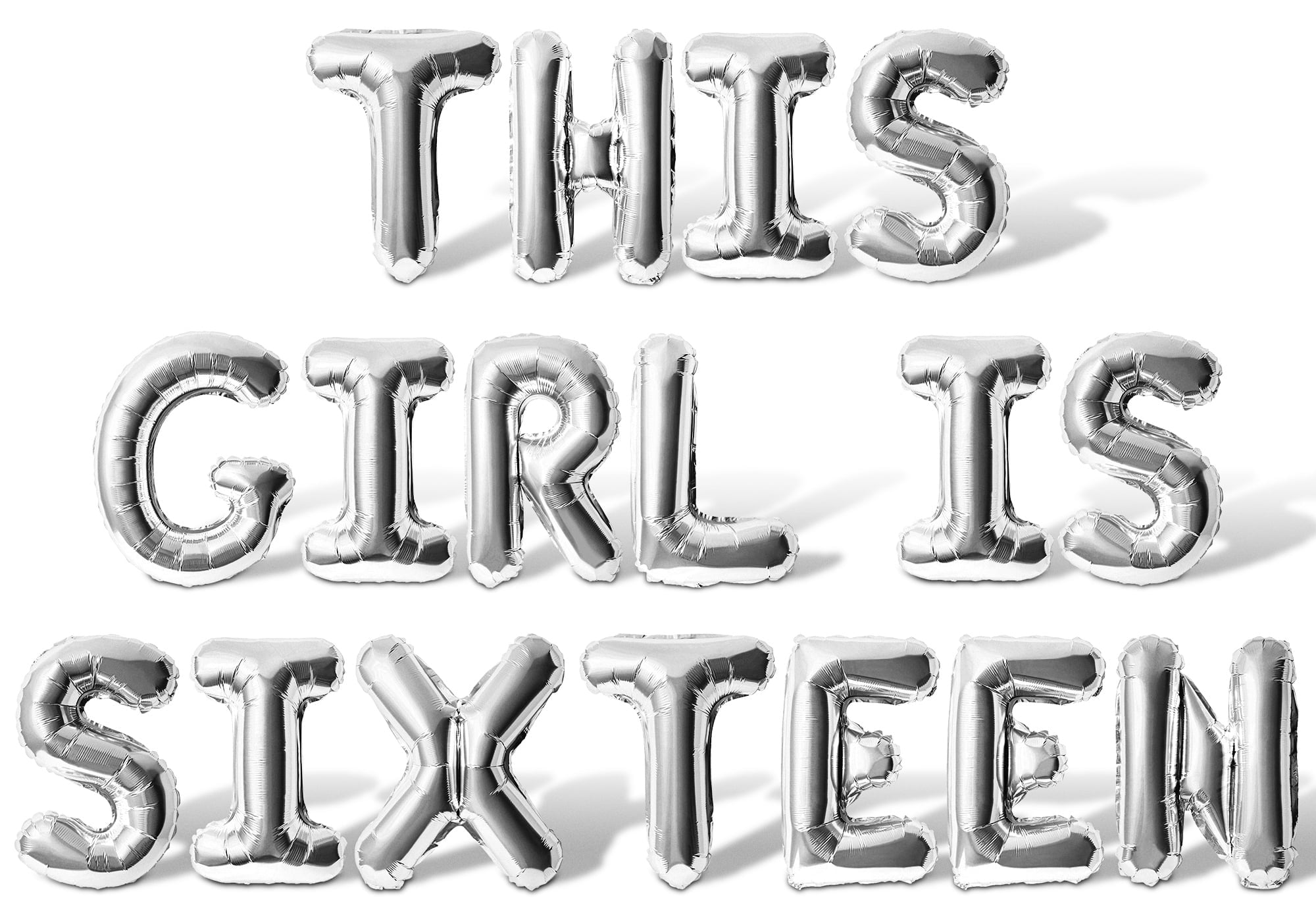 Letter Balloons - THIS GIRL IS SIXTEEN 16" Inch Alphabet Letters Foil ...