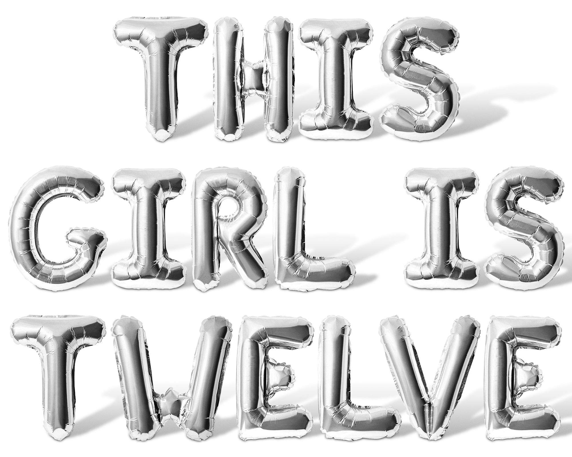 Letter Balloons - THIS GIRL IS TWELVE 16" Inch Alphabet Letters Foil ...
