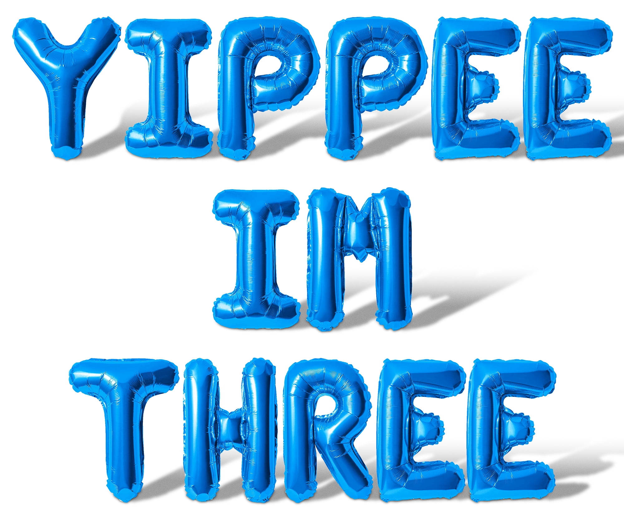 Letter Balloons - YIPPEE IM THREE 16" Inch Alphabet Letters Foil Mylar ...