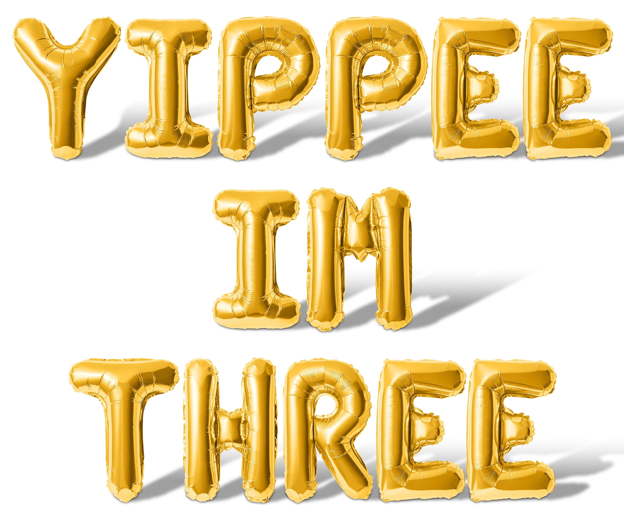 Letter Balloons - YIPPEE IM THREE 16" Inch Alphabet Letters Foil Mylar ...