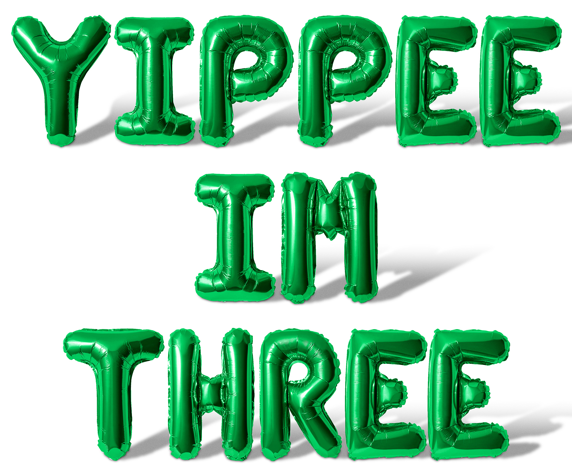 Letter Balloons - YIPPEE IM THREE 16" Inch Alphabet Letters Foil Mylar ...