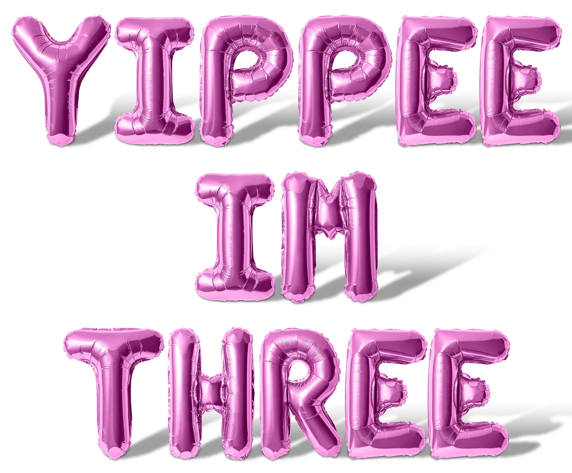 Letter Balloons - YIPPEE IM THREE 16" Inch Alphabet Letters Foil Mylar ...