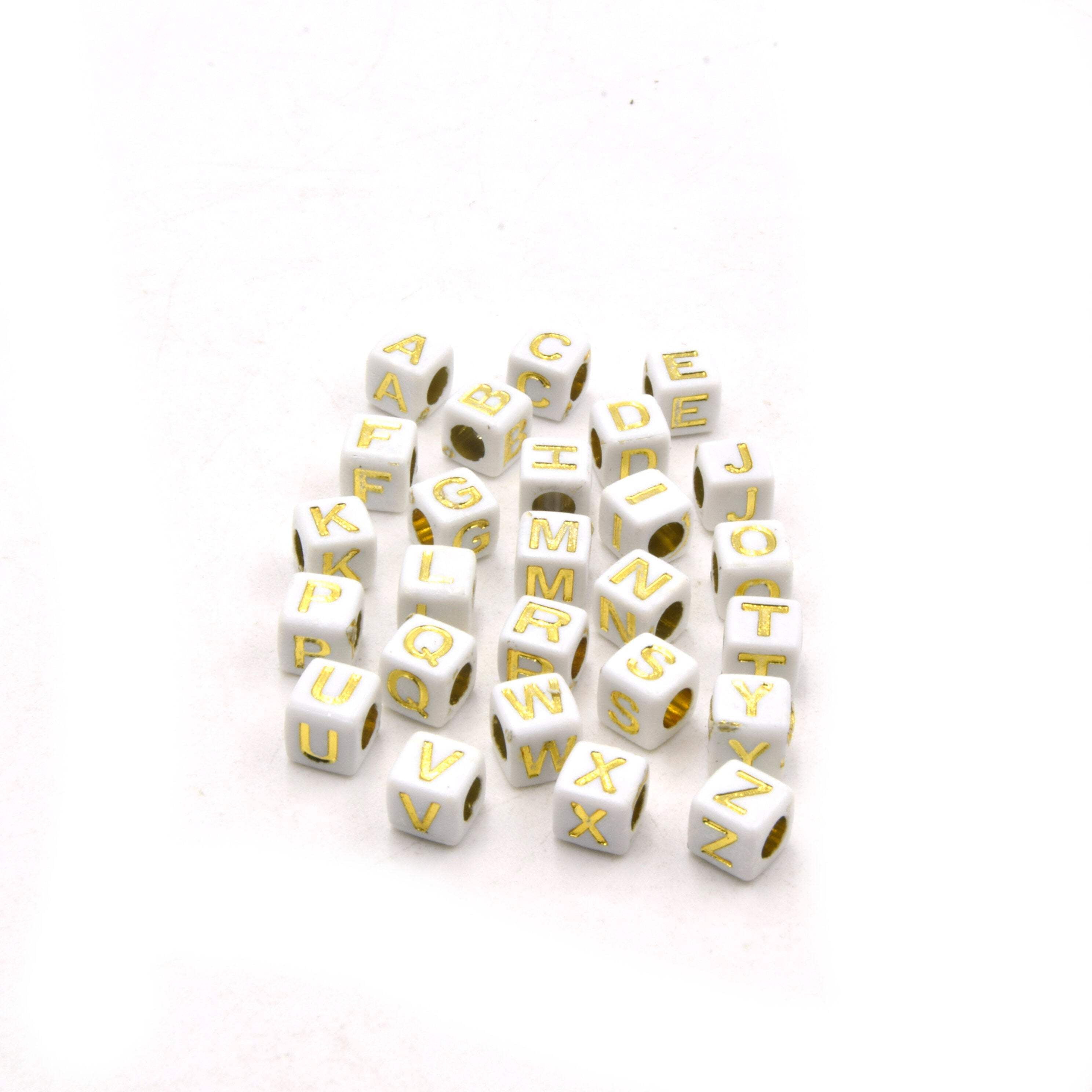 Letter Beads | White Cube Beads with Gold Letters | Acrylic Letter Beads - Walmart.com