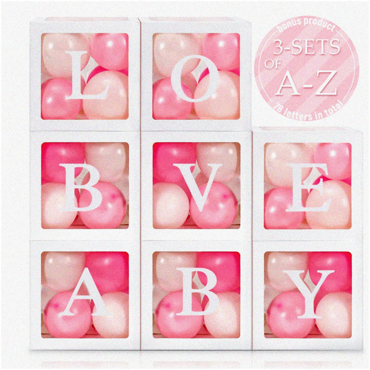 Letter Block Balloon Box Set - 8 Pieces A-Z for Bride Shower, Baby ...