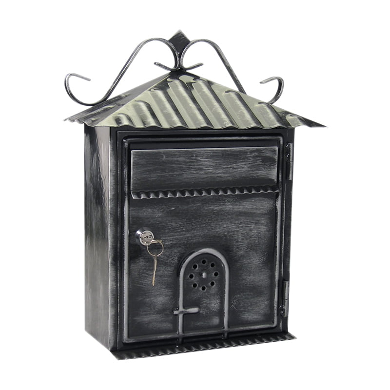 Letter Box, Metal Box Retro Black Vertical Lockable Mailbox, Anti-Rust ...