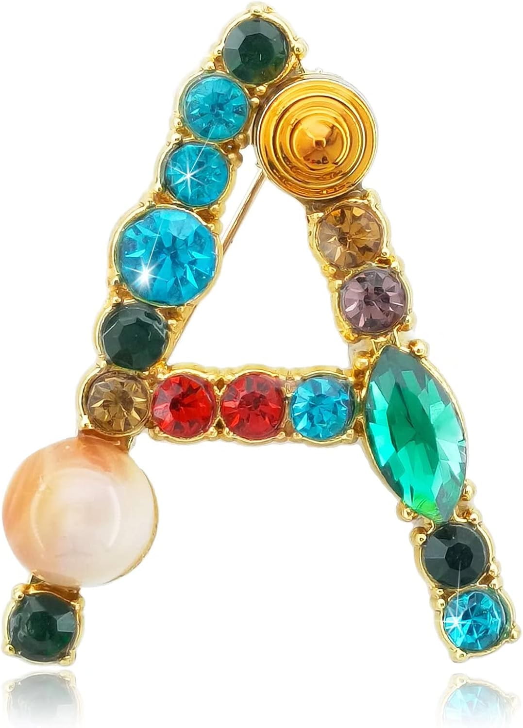 Letter Brooch Pins Initial Colorful Rhinestone Resin Brooch for Women ...