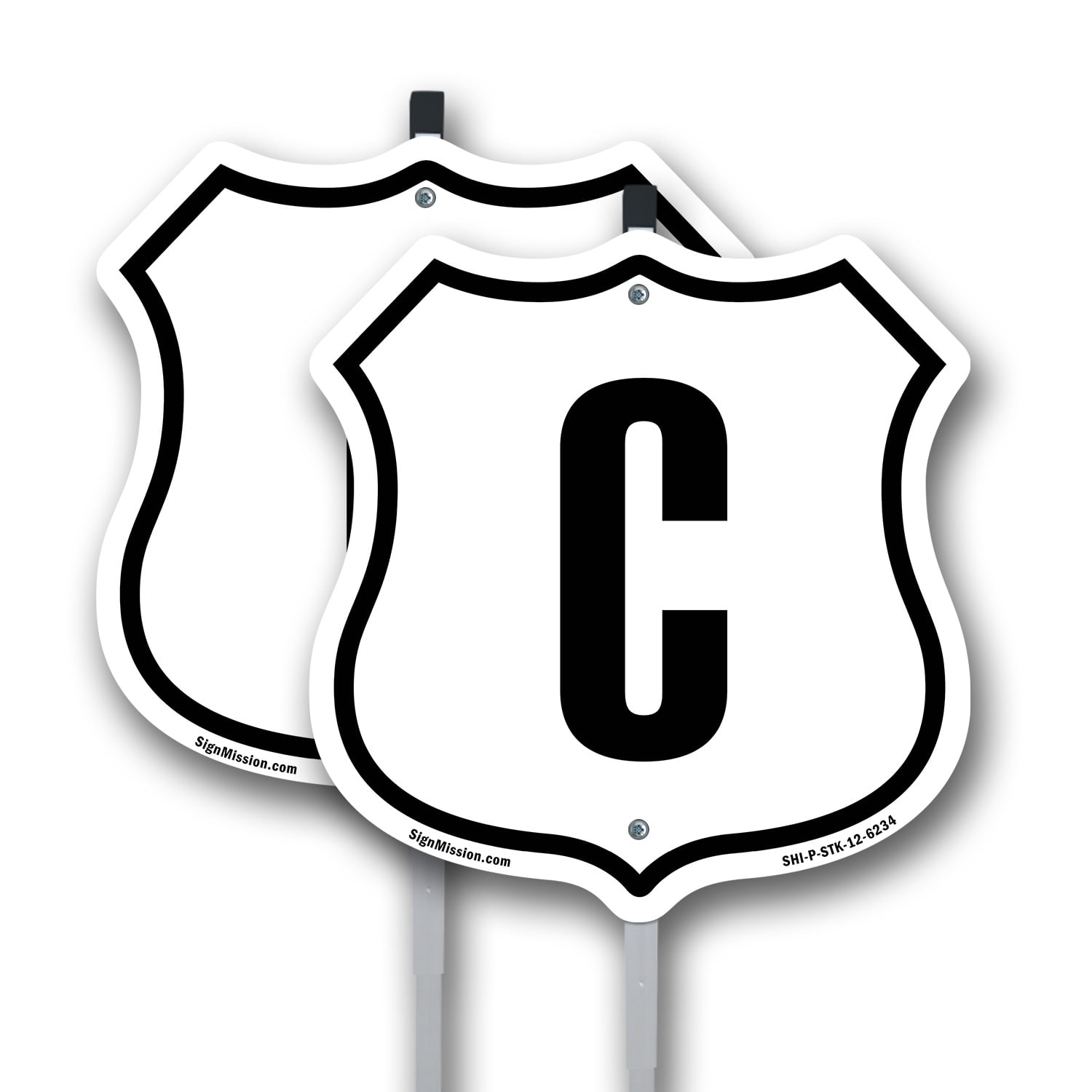 Letter C (2 Pack) 12 inch X 12 inch Shield Shaped Commercial Grade ...