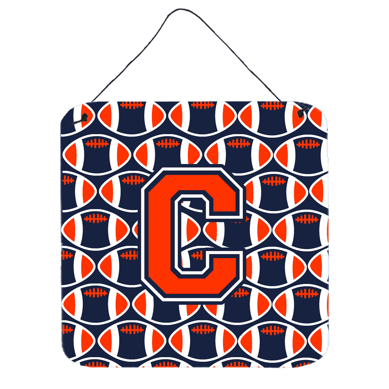 Letter C Football Orange Blue and white Wall or Door Hanging Prints ...
