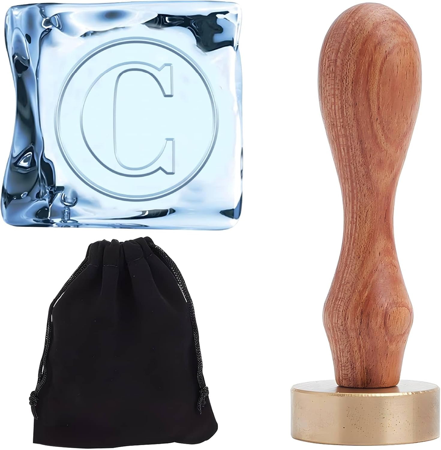 Letter C Ice Stamp Ice Cube Stamps 1.2" with Vintage Wood Handle ...