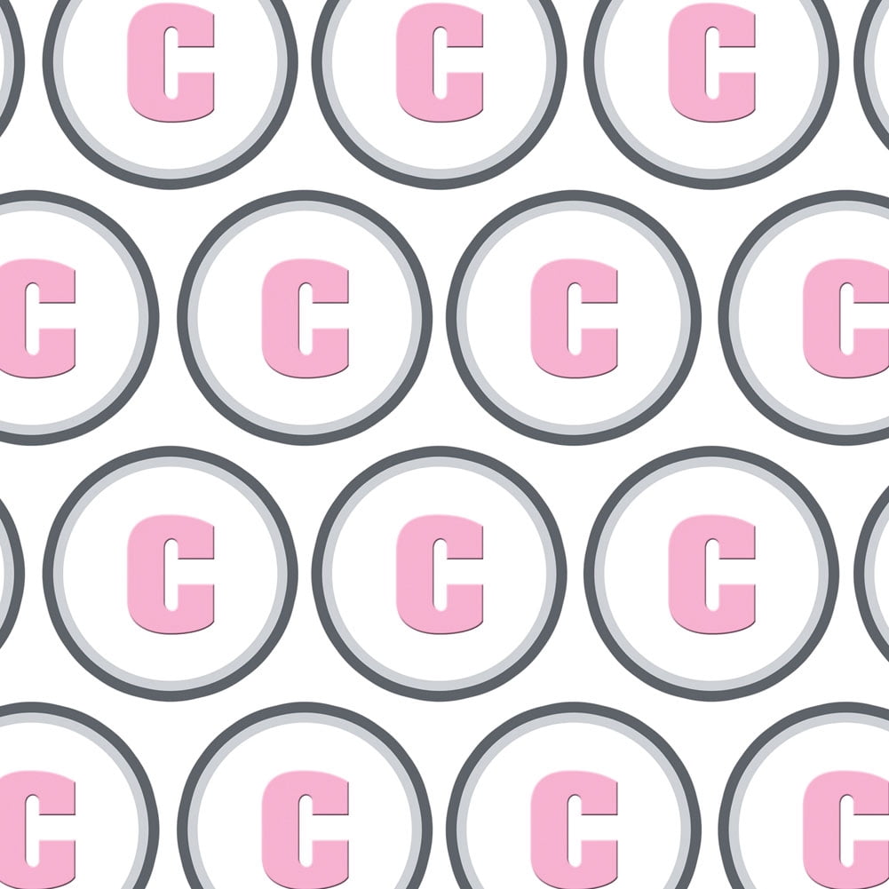 Letter C Initial Baby Girl Block Font Pink Shower Premium Gift Wrap ...