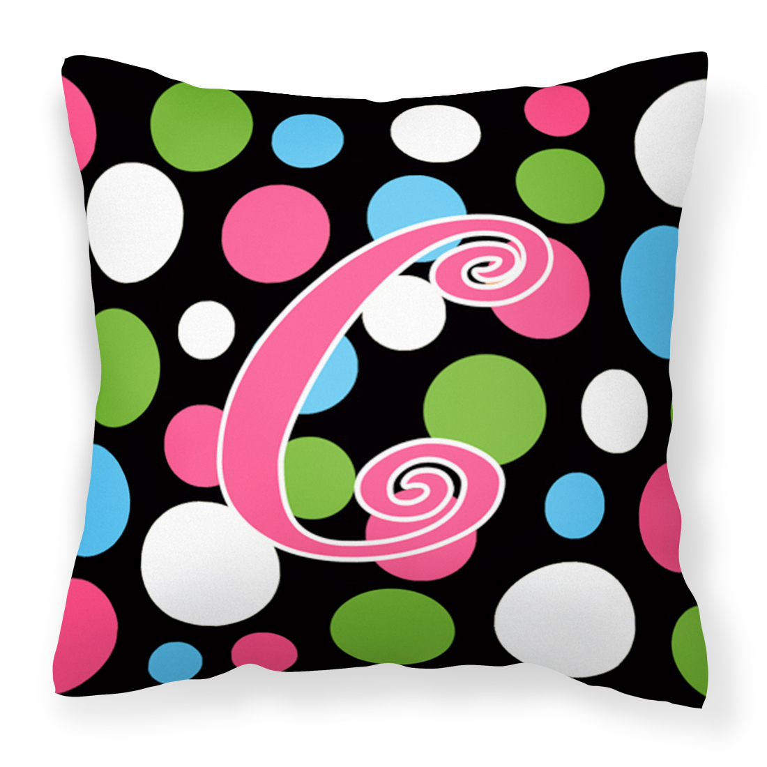 Letter C Initial Monogram - Polkadots and Pink Fabric Decorative Pillow ...