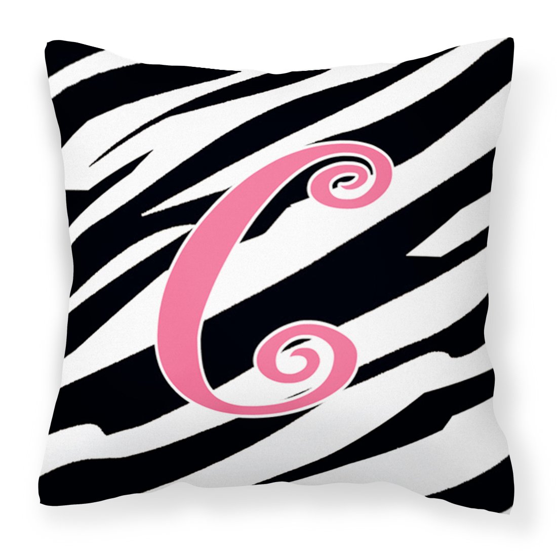 Letter C Initial Zebra Stripe and Pink Fabric Decorative Pillow ...