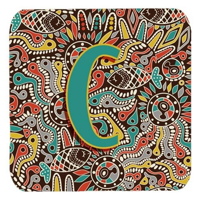 Letter C Retro Tribal Alphabet Initial Foam Coasters- Set Of 4 ...