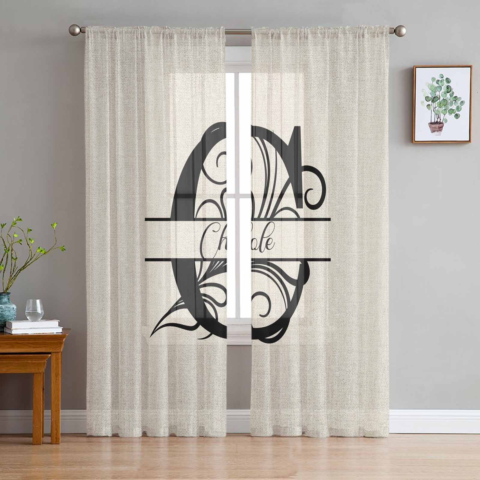 Letter C Sheer Curtains 96 Inches Long 2 Panels Set, Window Sheer ...