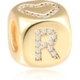 Letter Charms for Necklace and Bracelets,14K Gold Plated Women's Bead ...