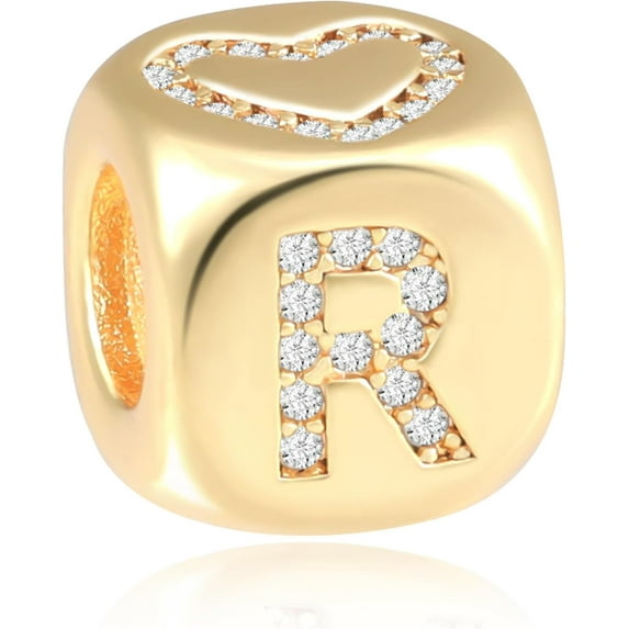 Letter Charms for Necklace and Bracelets,14K Gold Plated Women's Bead ...