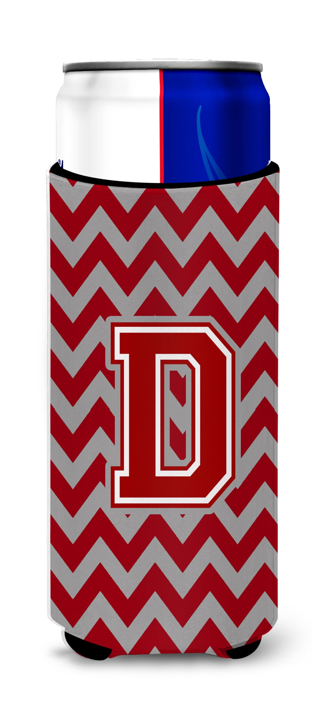 Letter D Chevron Maroon and White Ultra Beverage Insulators for slim ...
