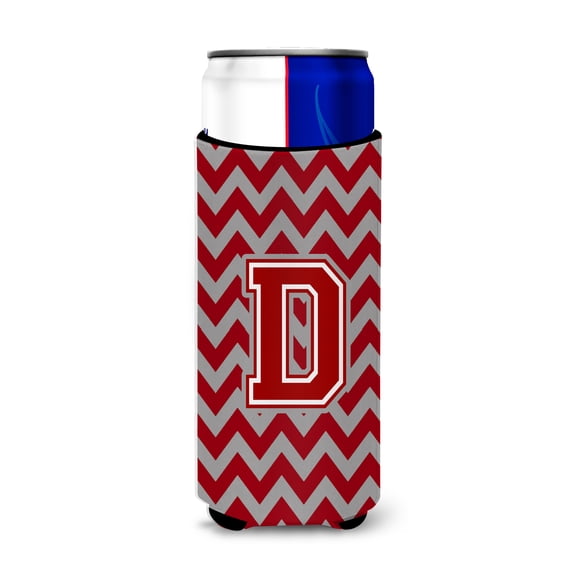 Letter D Chevron Maroon and White Ultra Beverage Insulators for slim ...