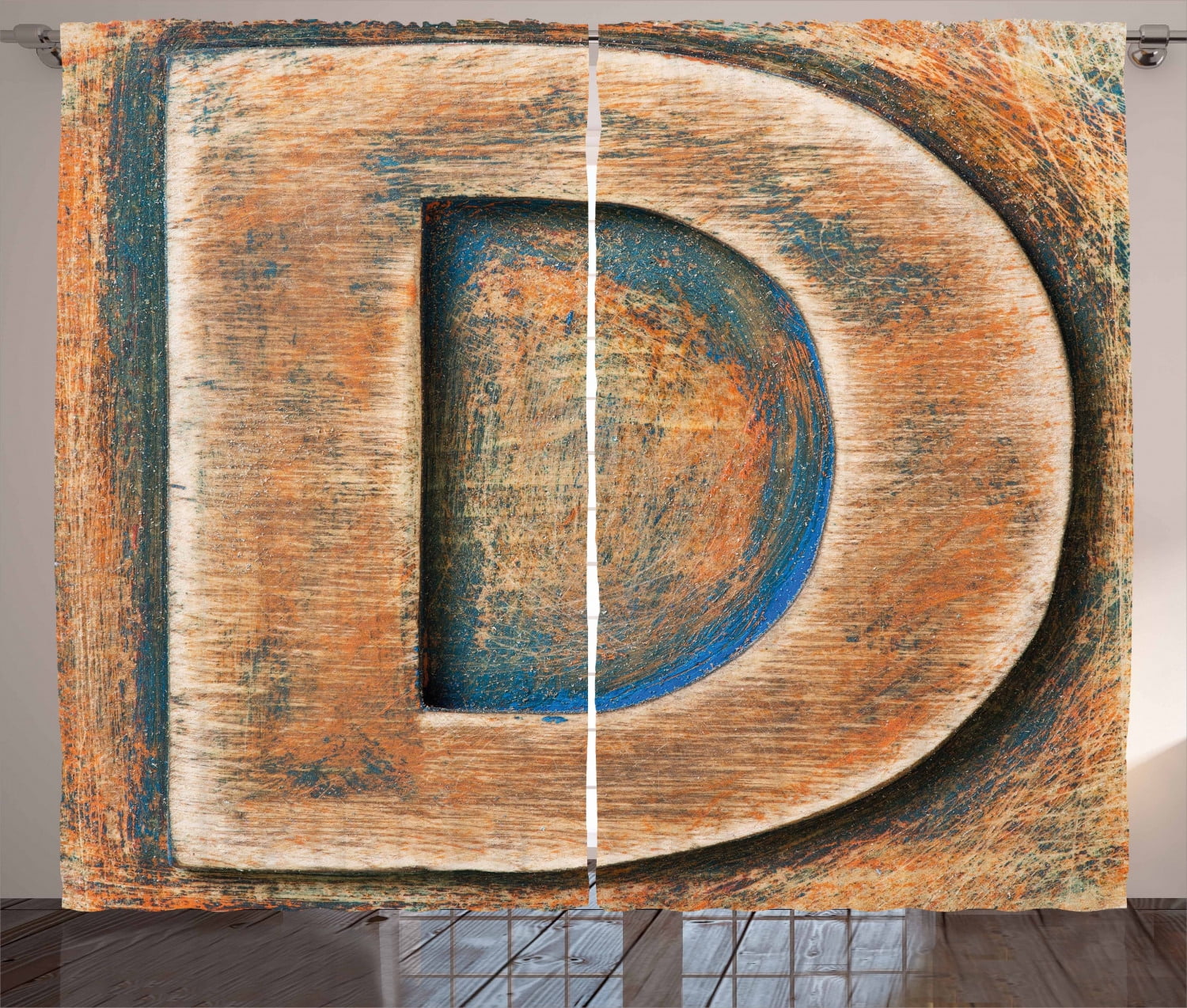 Ambesonne Letter D Curtains 2 Panel Set, Scratched Rough Font, 108" x ...