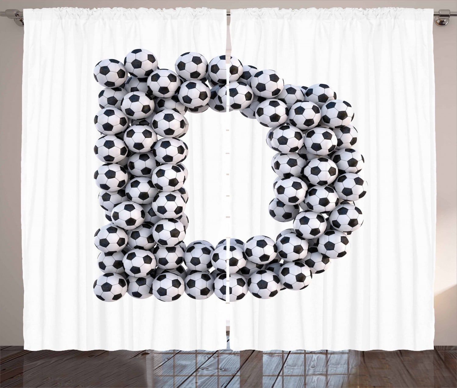 Ambesonne Letter D Curtains 2 Panel Set, Alphabet, 108" x 63", Black ...