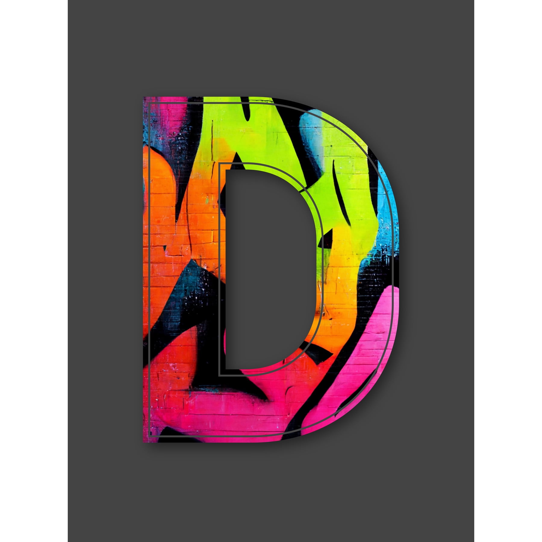 Letter D Fluorescent Abstract Decorative Graffiti Mural Alphabet ...