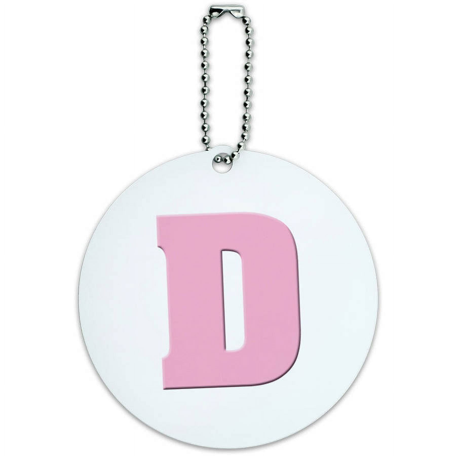 Letter D Initial Baby Girl Block Font Pink Shower Round Luggage ID Tag ...