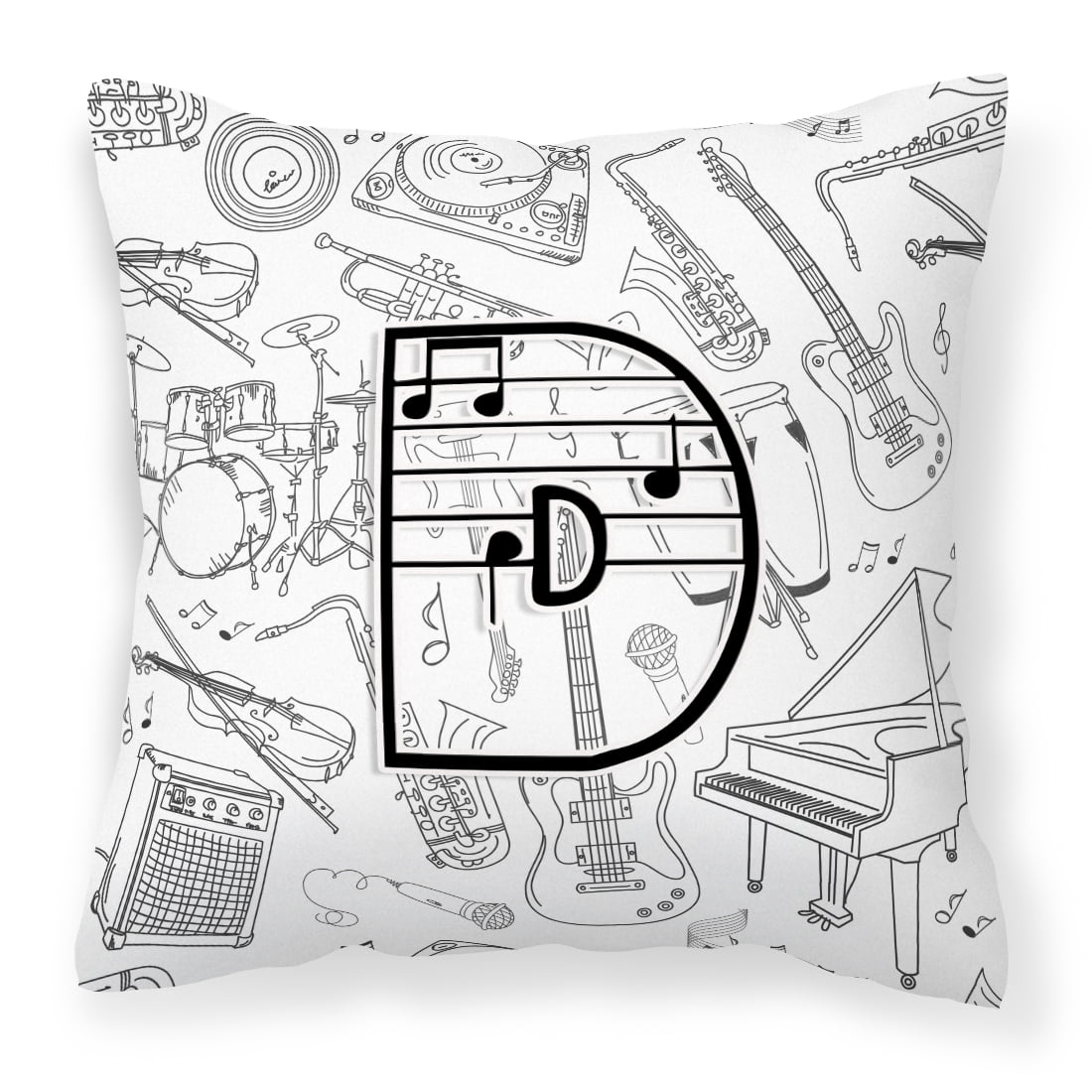 Letter D Musical Note Letters Fabric Decorative Pillow - Walmart.com