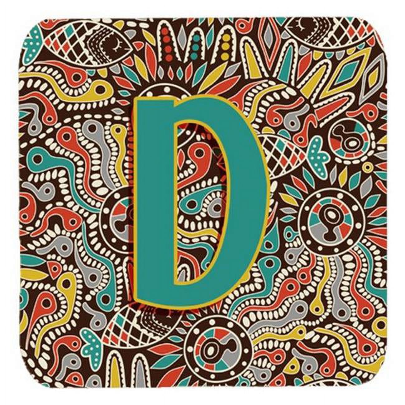 Letter D Retro Tribal Alphabet Initial Foam Coasters- Set Of 4 ...