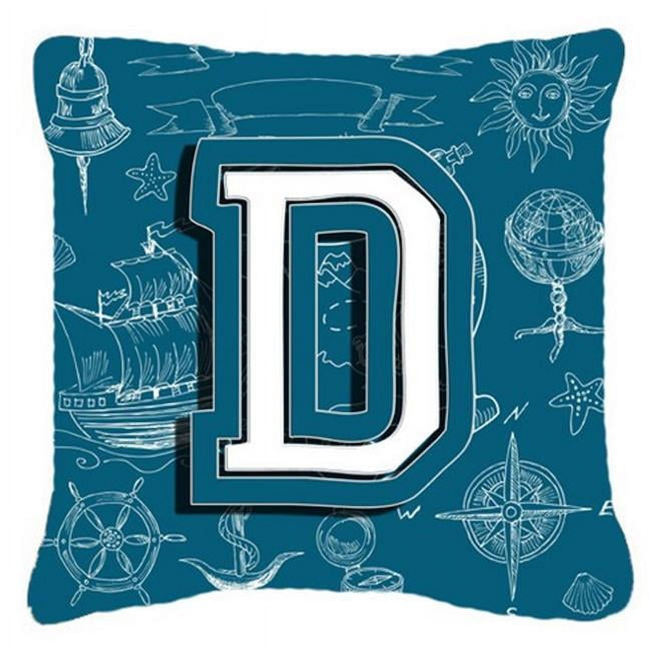 Letter D Sea Doodles Initial Alphabet Canvas Fabric Decorative Pillow ...