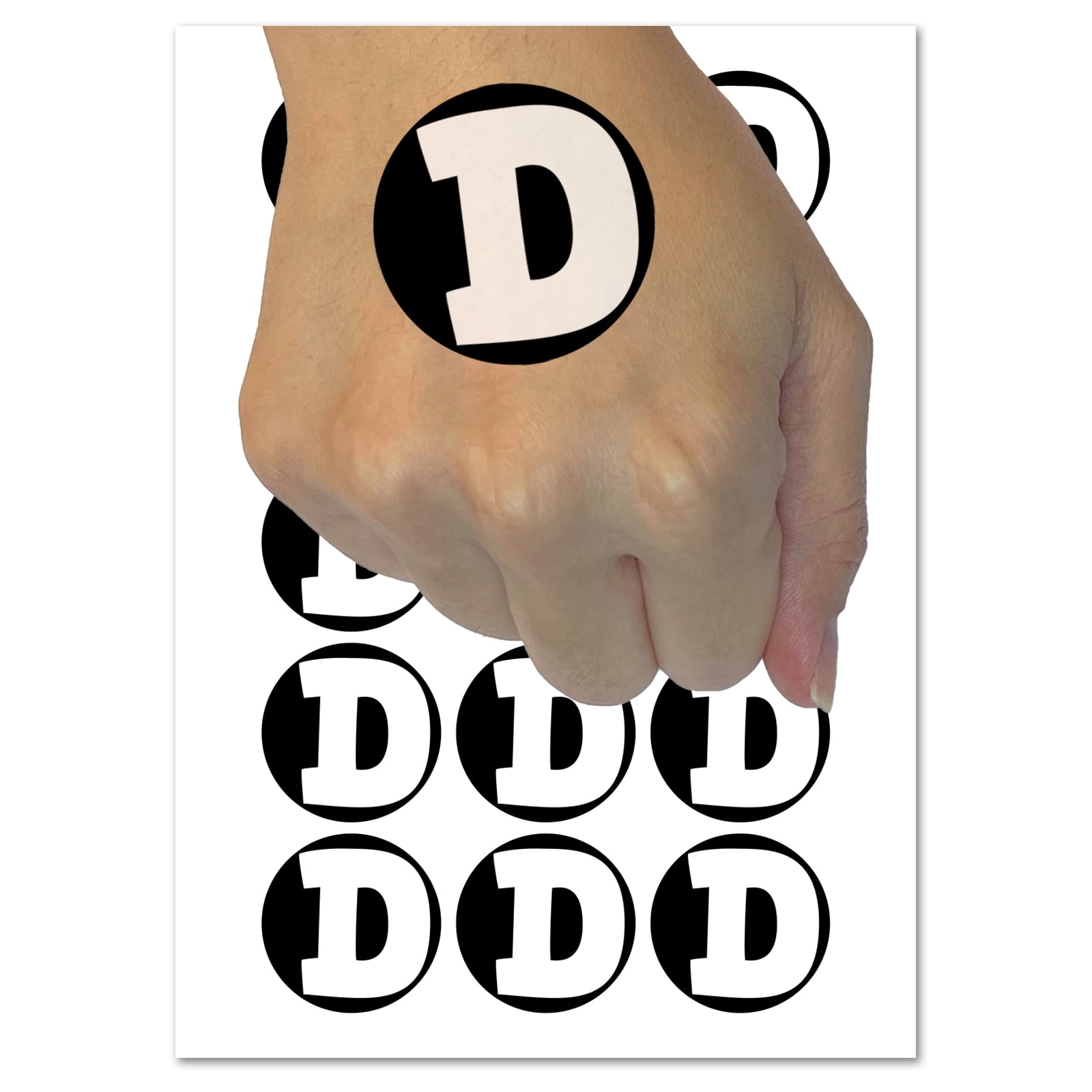 Letter D Uppercase Fun Bold Font Water Resistant Temporary Tattoo Set ...
