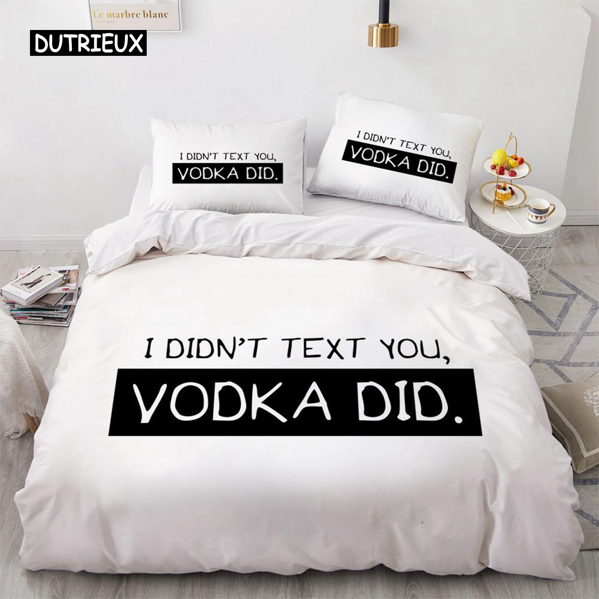 Letter Duvet Cover Set King Size Black Inspirational Words Twin Bedding ...